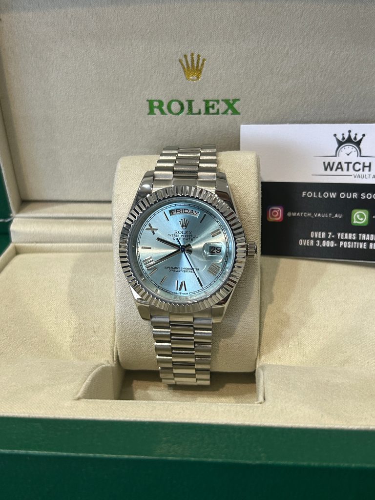Rolex Day-Date ice Blue Dial 40mm - Watch Vault AU